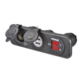 Narva Heavy Duty Flush Mount Accessory Socket, 12-24V LED Amp & Volt ...