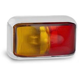 LED 12-24V Red/Amber Side Marker Light With Chrome Bracket (Pack Of 10)