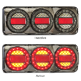 LED 12-24V Black Chrome Maxilamp 3 Light Combination Tailight With 3m Tape