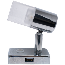 Whitevision 10-30V Chrome LED Reading Light With USB & On/Off/Dim Switch