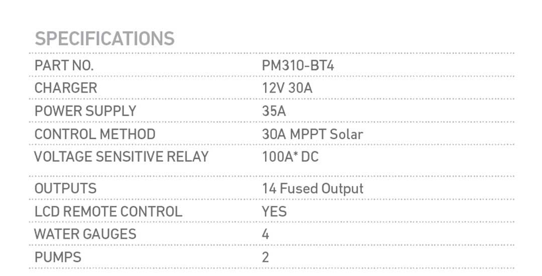 PROJECTA POWER MANAGEMENT SYSTEM WITH 4" BLUETOOTH DISPLAY